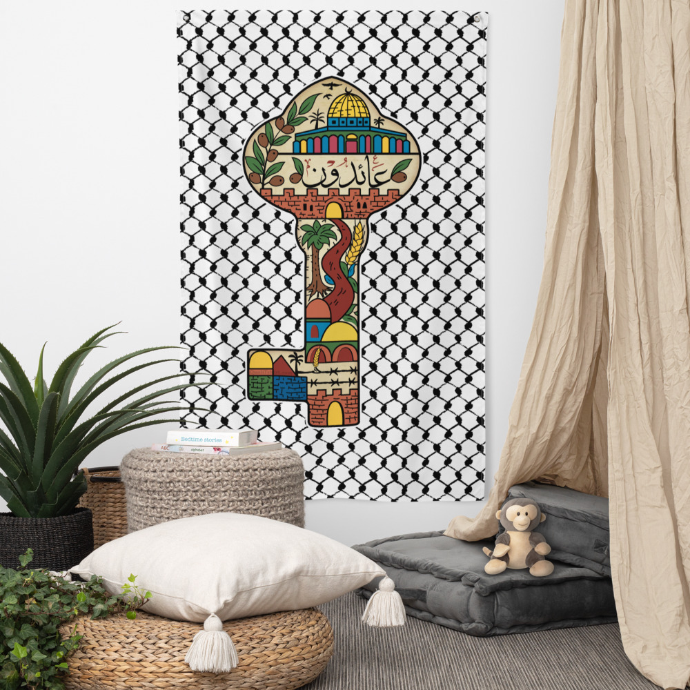 Palestine Key of Return Flag Palestinian Arabic Kufiya Hatta Wall Decor
