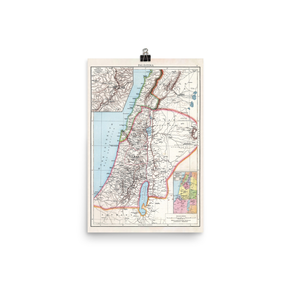 Palestine Palastina Jerusalem Roman Old Biblical Map Poster