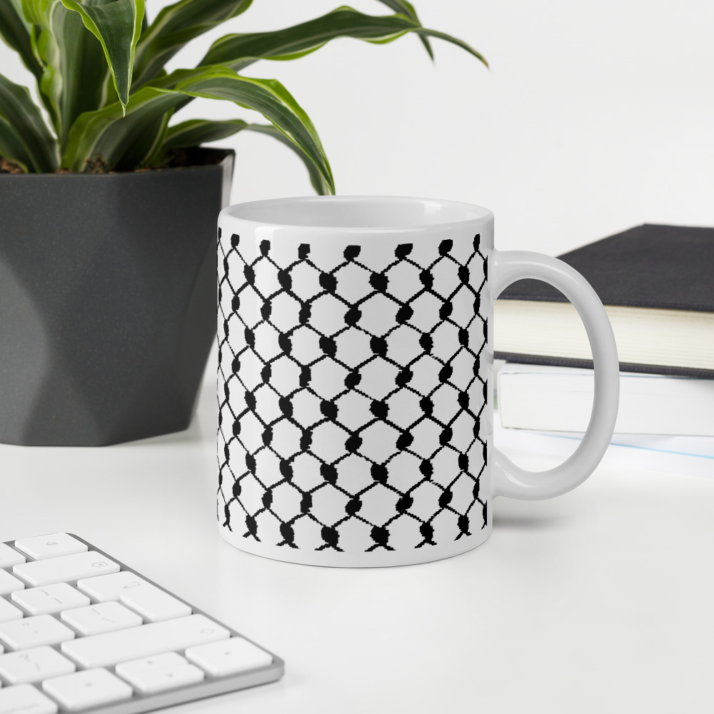 Palestinian Kufiya Gift Coffee Mug Arabic Hatta Keffiyeh Design