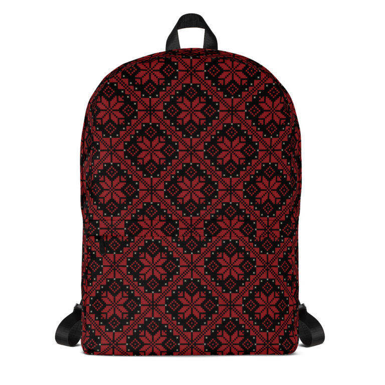 Palestinian Tatreez Pattern#12-Red Vivid Print Custom Backpack