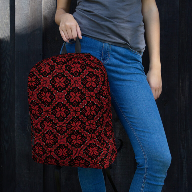 Palestinian Tatreez Pattern#12-Red Vivid Print Custom Backpack