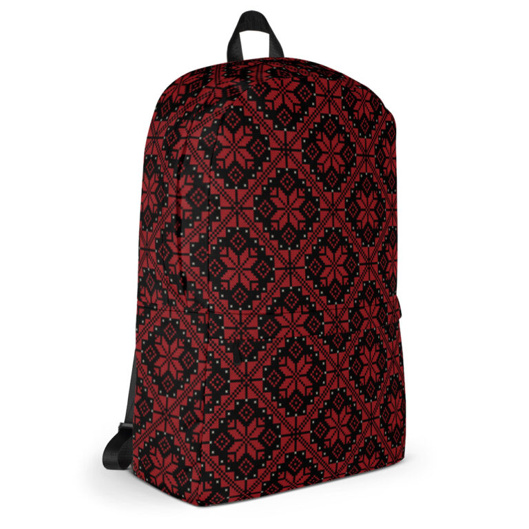 Palestinian Tatreez Pattern#12-Red Vivid Print Custom Backpack