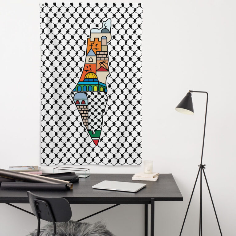 I Love Palestine My Homeland Palestinian Map Premium Flag Wall Decor