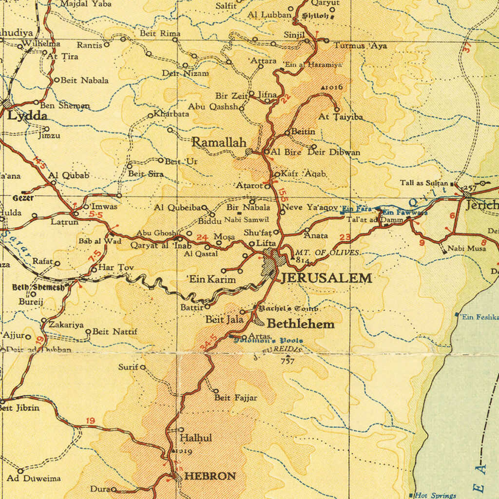 Rare Palestine Old Map, Historical Palestinian Wall Hanging
