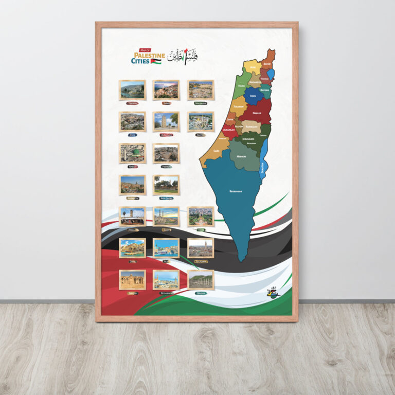 Map of Palestine Districts Framed Poster Popular Palestinian Cities ...